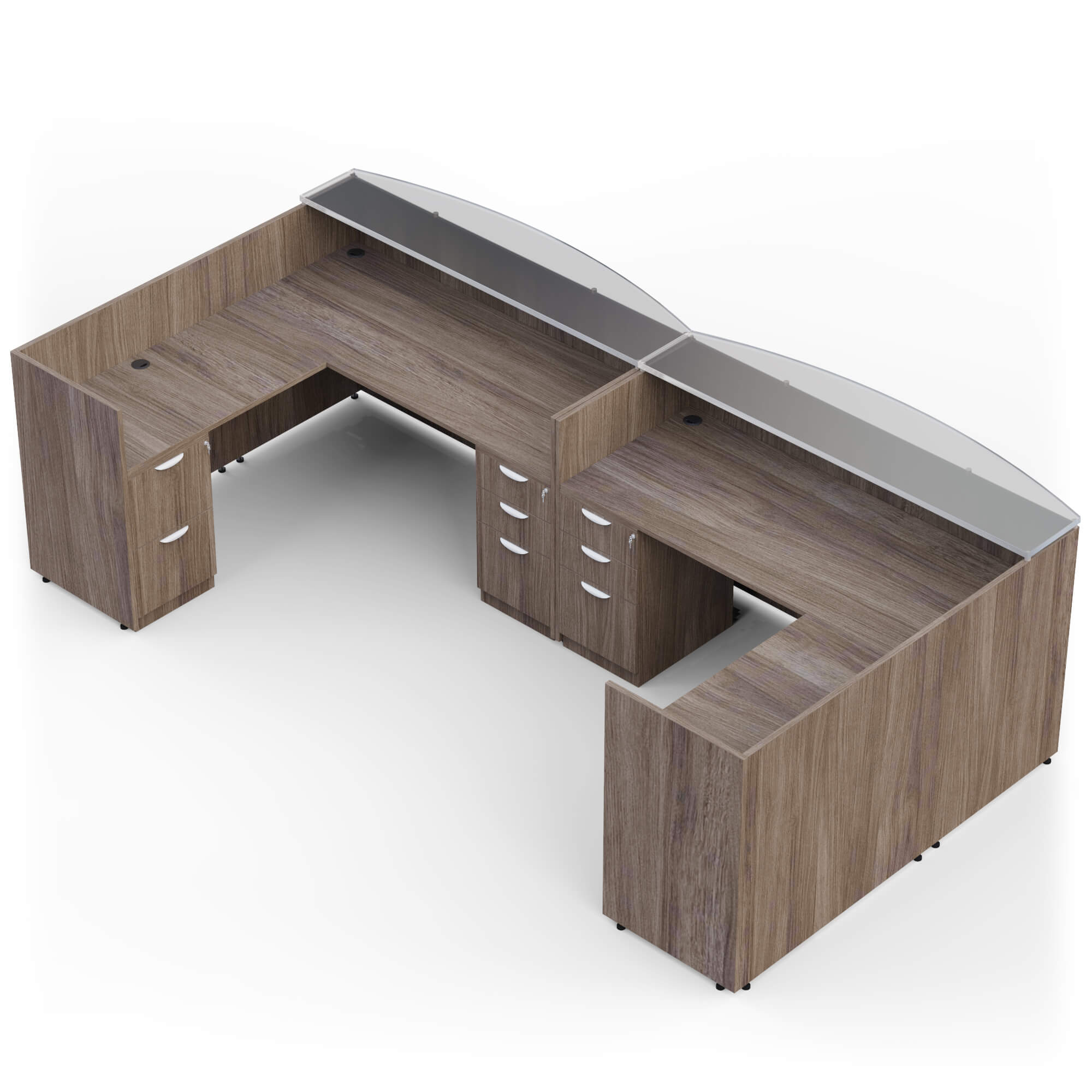 Two Person Reception Desk - Attract 2 Person Reception Desk Glass Top